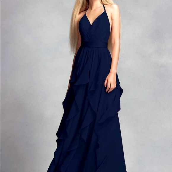 White by Vera Wang | Dresses | White By Vera Wang Long Chiffon Halter ...